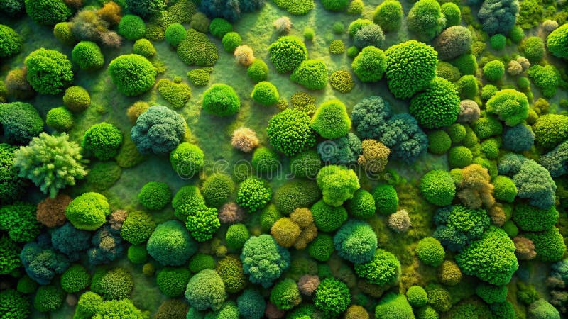 Artistic Rendering of Moss Patterns that Mimic an Aerial View of Lush ...