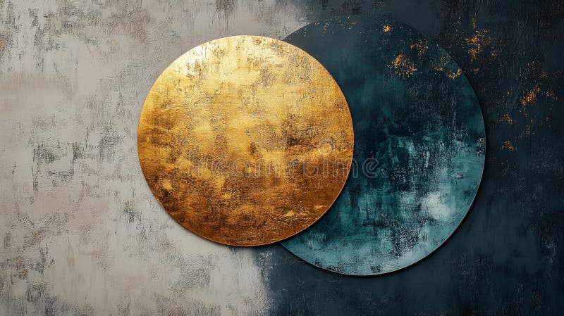Two Circular Abstract Textures with Gold and Aqua Tones Stock ...