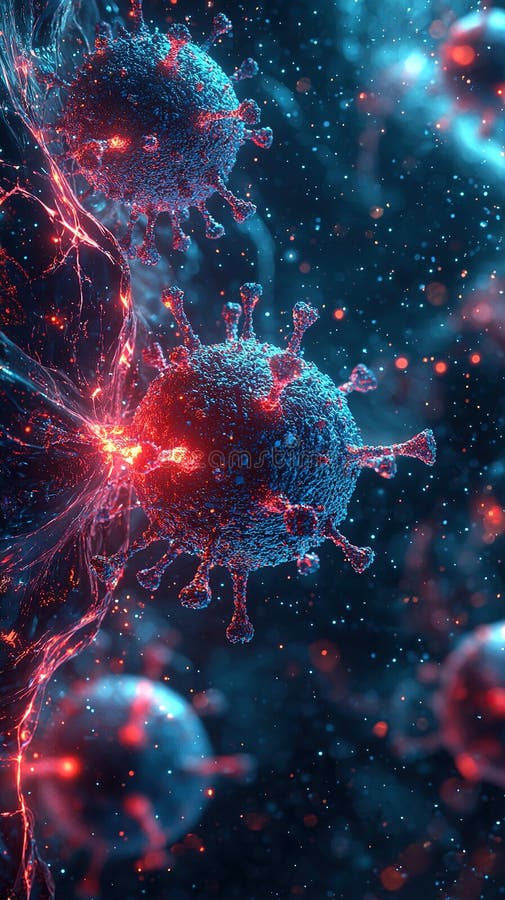 An Artistic Rendering of a Virus, Showcasing Its Complex Structure in ...