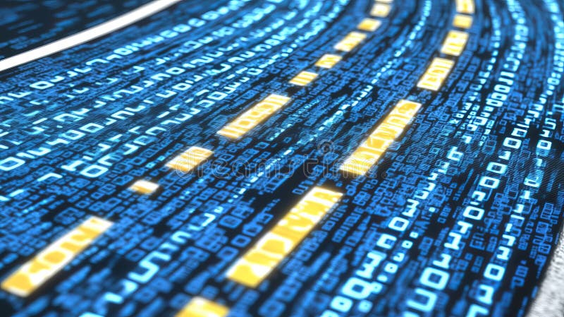 An Artistic Rendering of Wavy Lines in a Field of Information Code, Illustrating the Data Flow ...