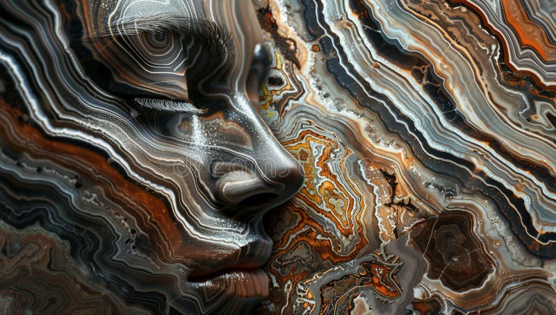 An Artistic Rendering of a Woman S Face Made from Swirling Patterns and ...