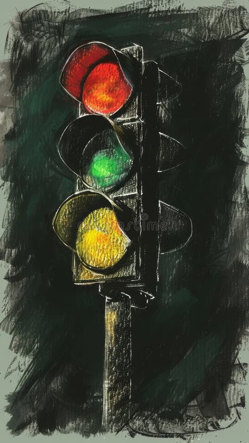 Artistic Rendition of a Traffic Light in Vibrant Colors Stock Photo ...
