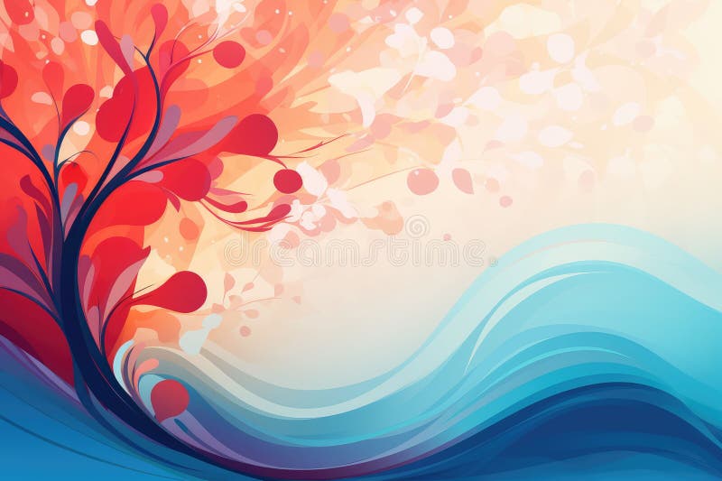 An Abstract Tree Against the Backdrop of a Colorful Background with a ...