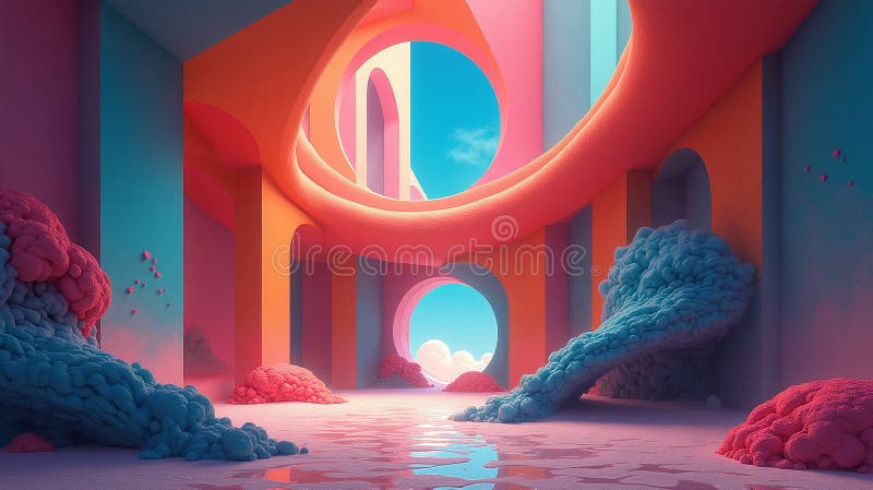 Colorful Chaos: the Fusion of Shapes and Forms Stock Illustration ...
