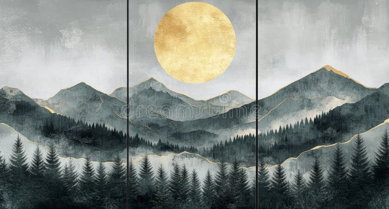 An Artistic Representation of Abstract Geometric Mountain Landscape ...