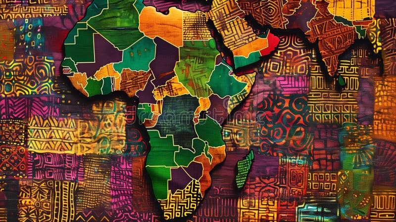 Artistic Representation of Africa, Featuring a Colorful Patchwork of ...