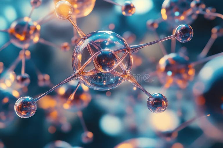 Detailed Atomic Structure Visualized with Clear Glass-like Spheres and ...