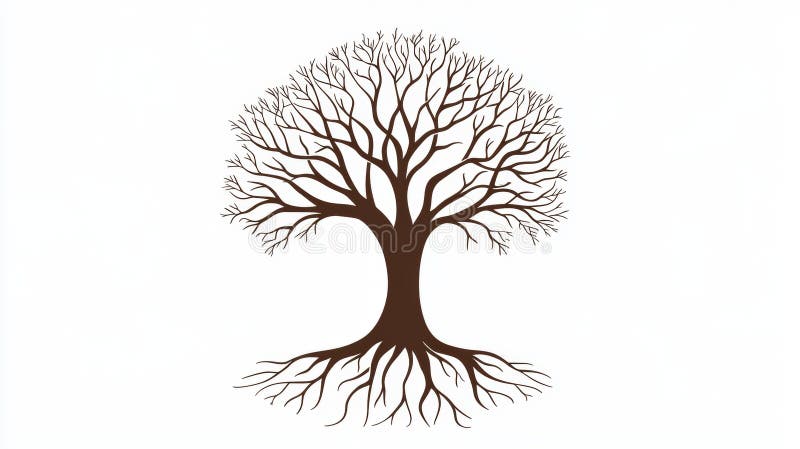Artistic Representation of a Bare Tree with Branches and Roots Stock ...