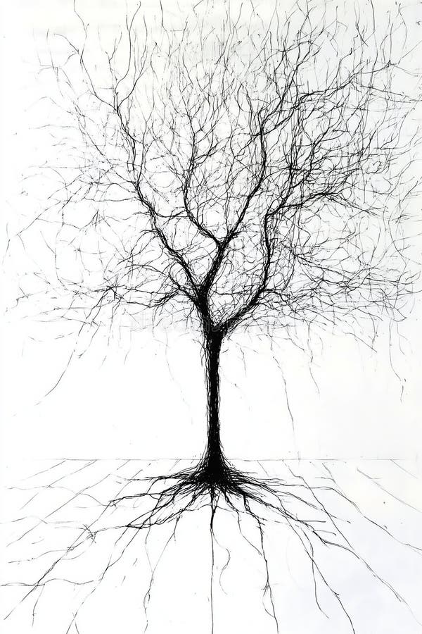Artistic Representation of a Bare Tree with Intricate Branch Patterns ...
