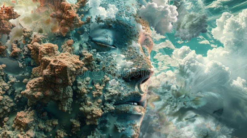 An Artistic Representation Blending a Human Face with a Dreamy ...