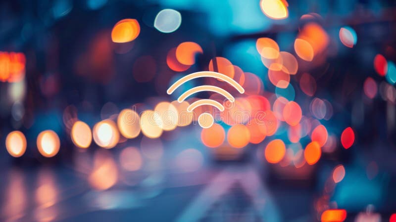 Artistic Representation of Blurred Lights Around a Wi Fi Symbol for Iot ...