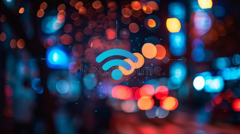 Artistic Representation of Blurred Lights Around Wi Fi Symbol ...