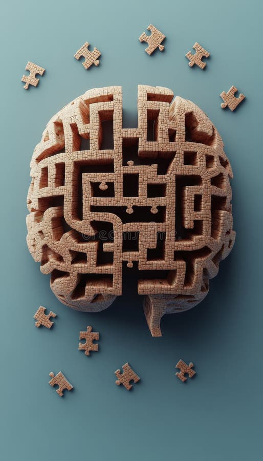 Artistic Representation of a Brain Maze with Puzzle Pieces Symbolizing ...