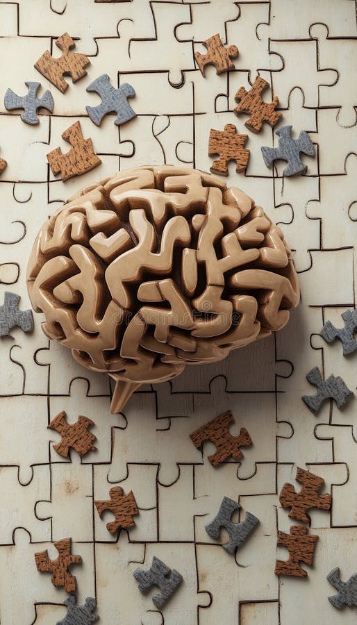Artistic Representation of a Brain Maze with Puzzle Pieces Symbolizing ...