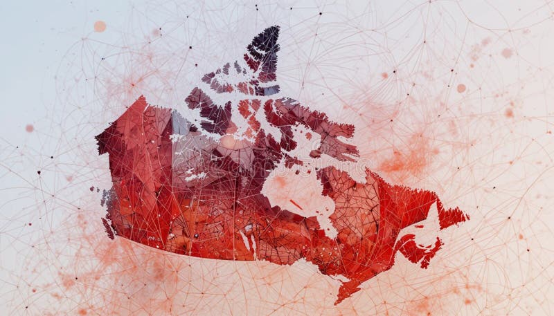 Artistic Representation of Canada, Featuring a Map Composed of Network ...