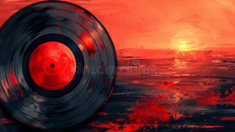 Sunset Dreamscape on Vinyl Record Stock Photo - Image of peace ...