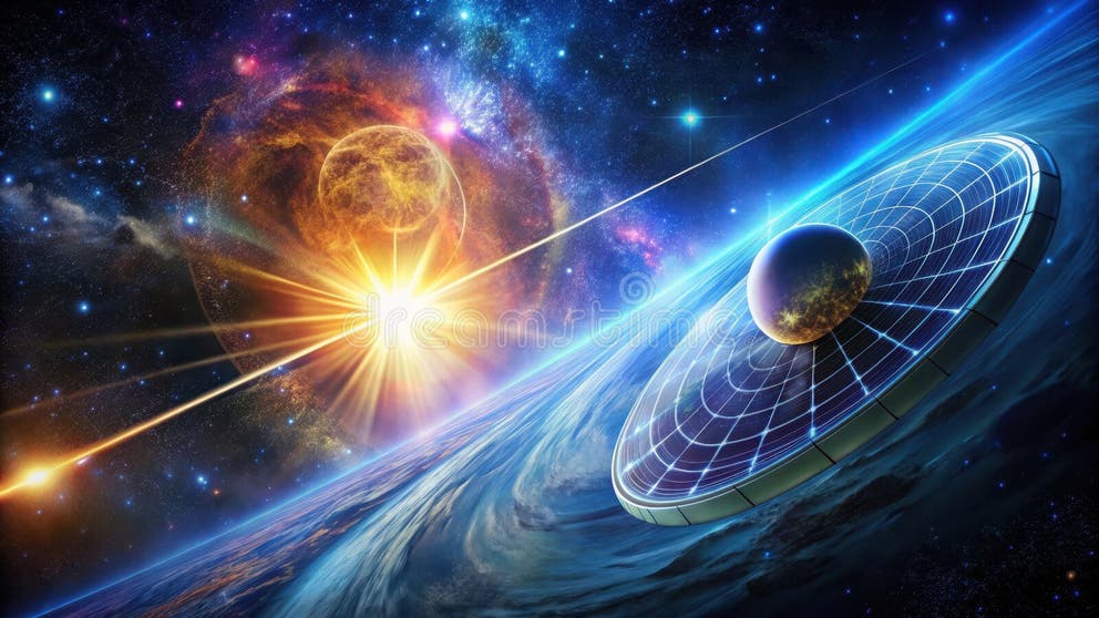 A Celestial Body Orbits a Glowing Disk Amidst a Cosmic Nebula and ...