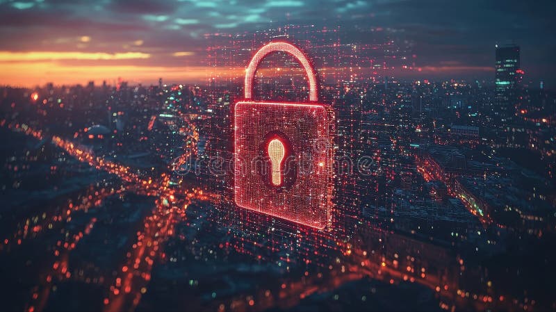 Artistic Representation of a City Enclosed with a Lock Symbolizing ...