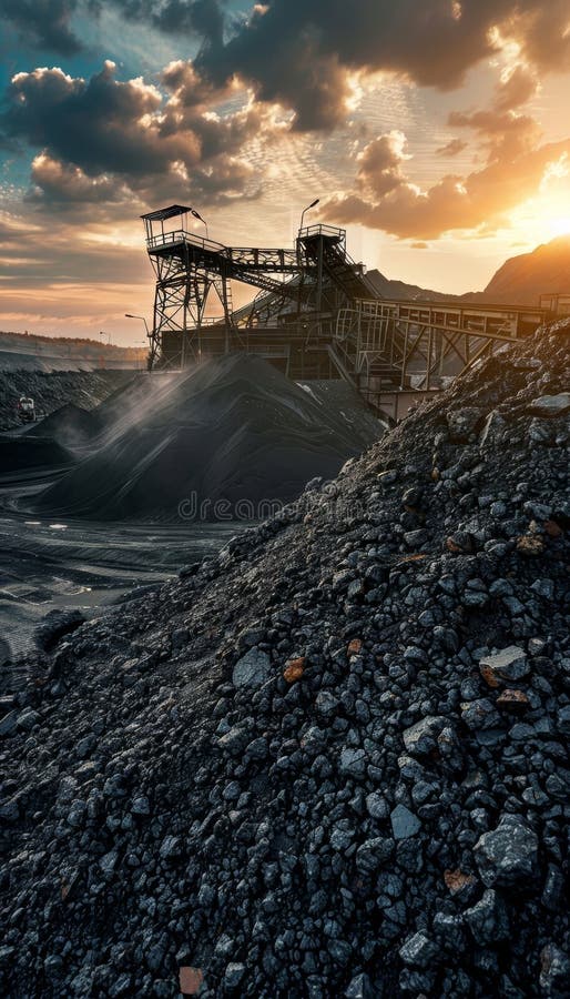 Artistic Representation of a Coal Pile in an Industrial Setting with ...