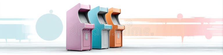 Artistic Representation of Colorful Whimsical Broken Arcade Machines ...