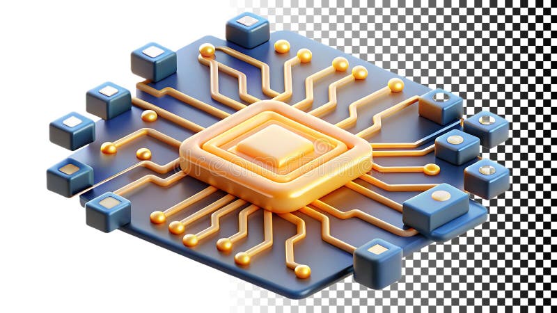 Stylized Computer Chip Circuit Board Technology Digital Processing Png ...