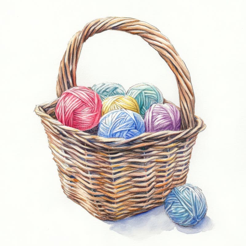 Artistic Representation of a Container Holding Vibrant Yarn Balls Stock ...