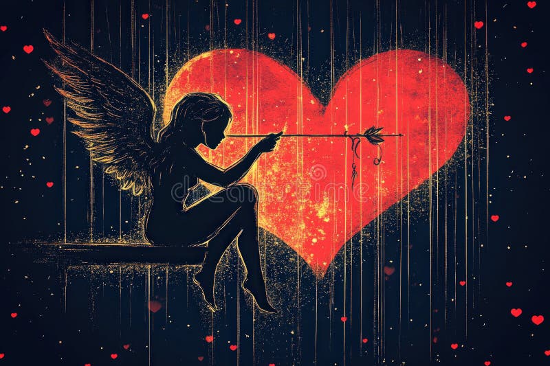 An Artistic Representation of Cupid in Romantic Scenes and Motifs Stock ...