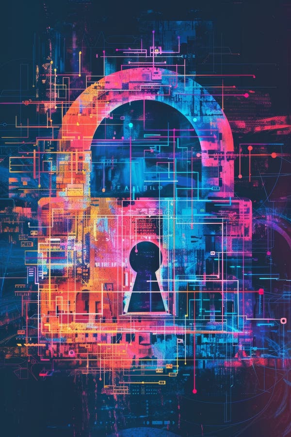 Artistic Representation of Cyber Security in Abstract Colors. Stock ...