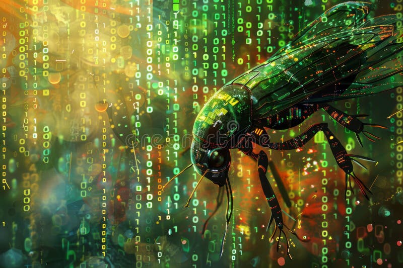 An Artistic Representation of a Cybernetic Bug Merging with Binary Code ...