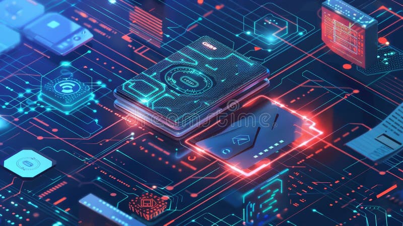 An Artistic Representation of a Digital Wallet Surrounded by Layers of ...