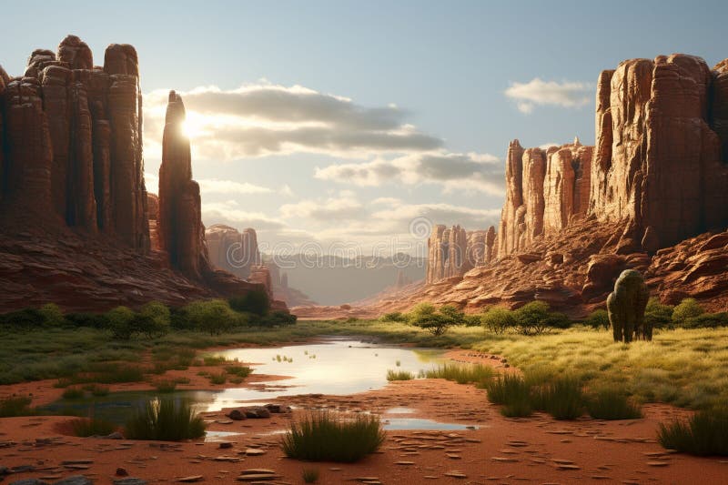 Artistic Representation of Diverse Landscapes Stock Illustration ...