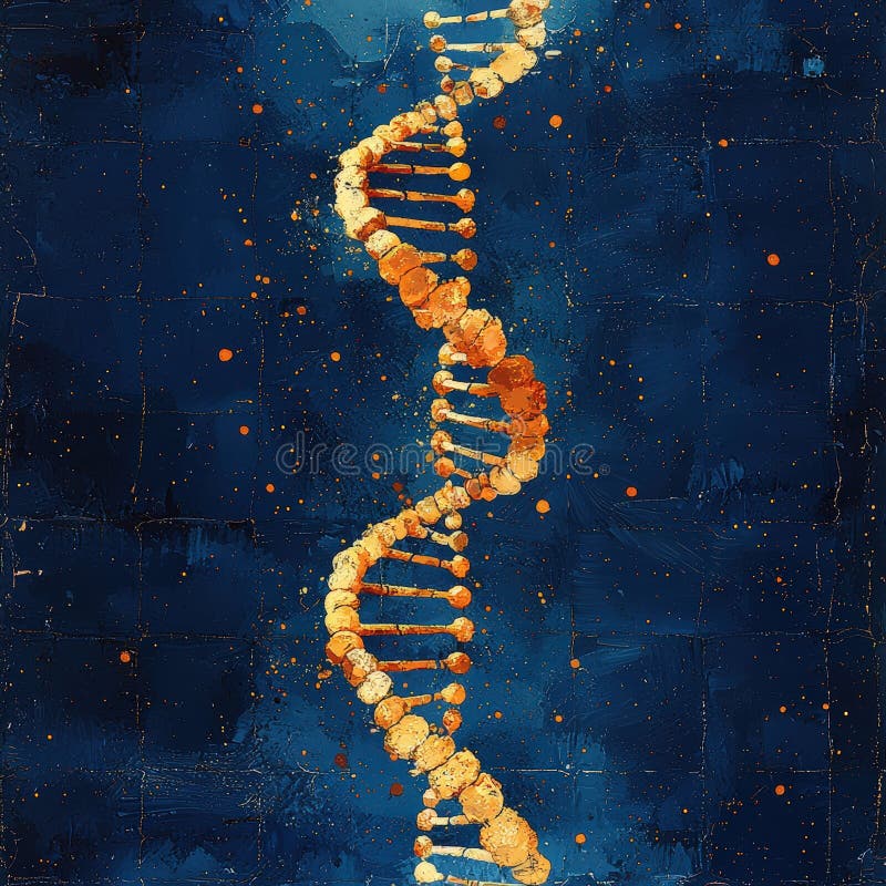 Artistic Representation of DNA Strand with Gold Highlights Stock Image ...