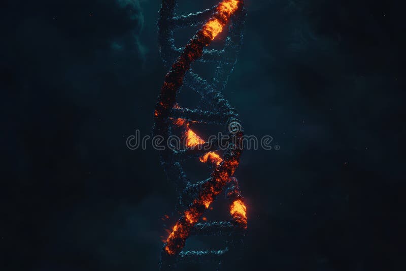 An Artistic Representation of DNA Structure Featuring Fiery Elements ...