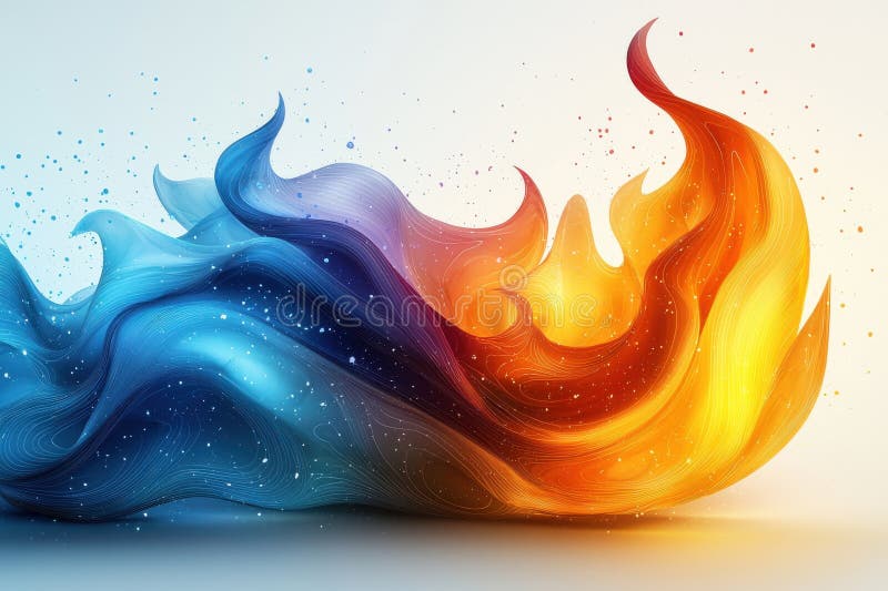 Abstract Depiction of Fire and Water Elements in Vivid Vibrant Colors ...