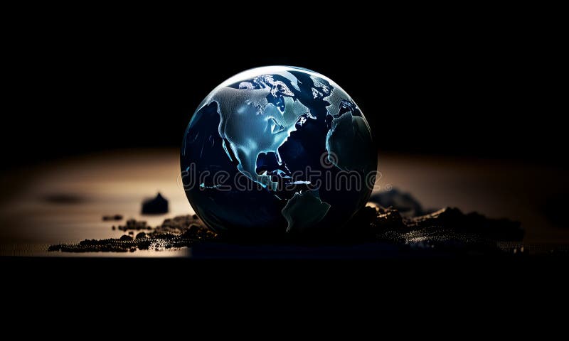 Artistic Representation of Earth in Dark Environment Stock Image ...