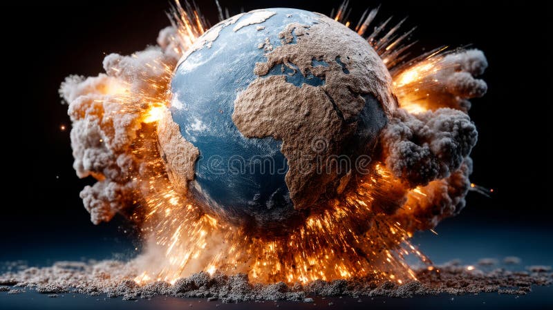 Earth S Explosive Destruction Art Stock Photo - Image of colors, flames ...