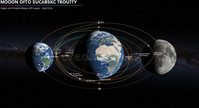 Artistic Representation of the Earth-Moon System with Multiple Labeled ...