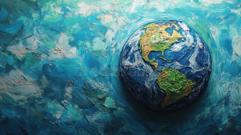 Artistic Representation of Earth on Textured Blue Background Stock ...