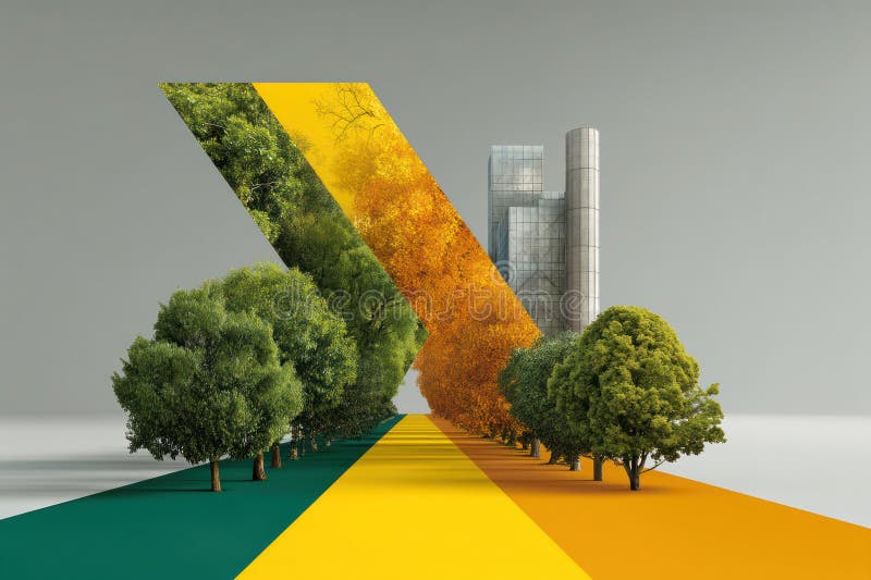 Artistic Representation of ESG Three Paths Diverging into Vibrant ...