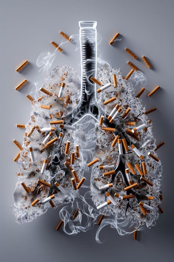 Artistic Representation Exploring Lungs that are Filled with Cigarettes ...