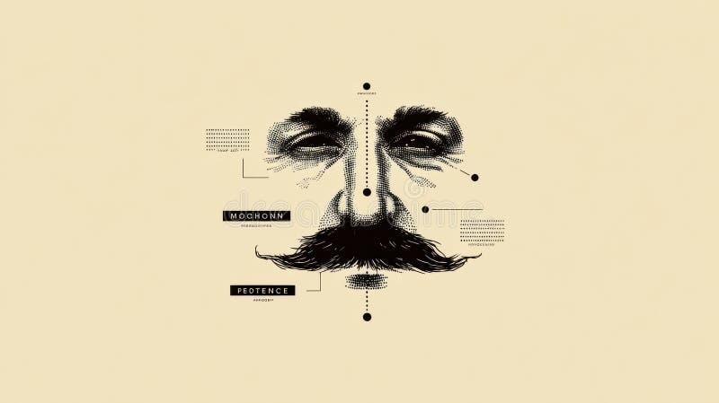 Creative Minimalist Face Design with Distinct Mustache Styles and ...