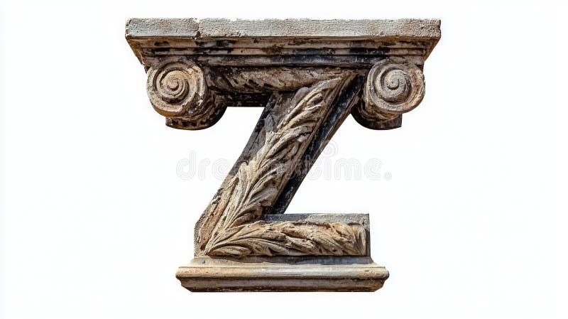 Artistic Representation Features the Letter Z, Crafted with an Antique ...