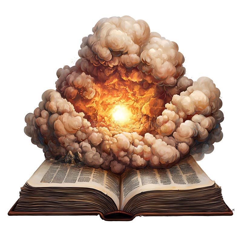Open Bible with Apocalyptic Revelation Imagery Stock Illustration ...