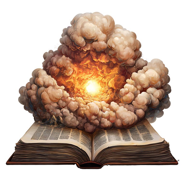 Open Bible with Apocalyptic Revelation Imagery Stock Illustration ...