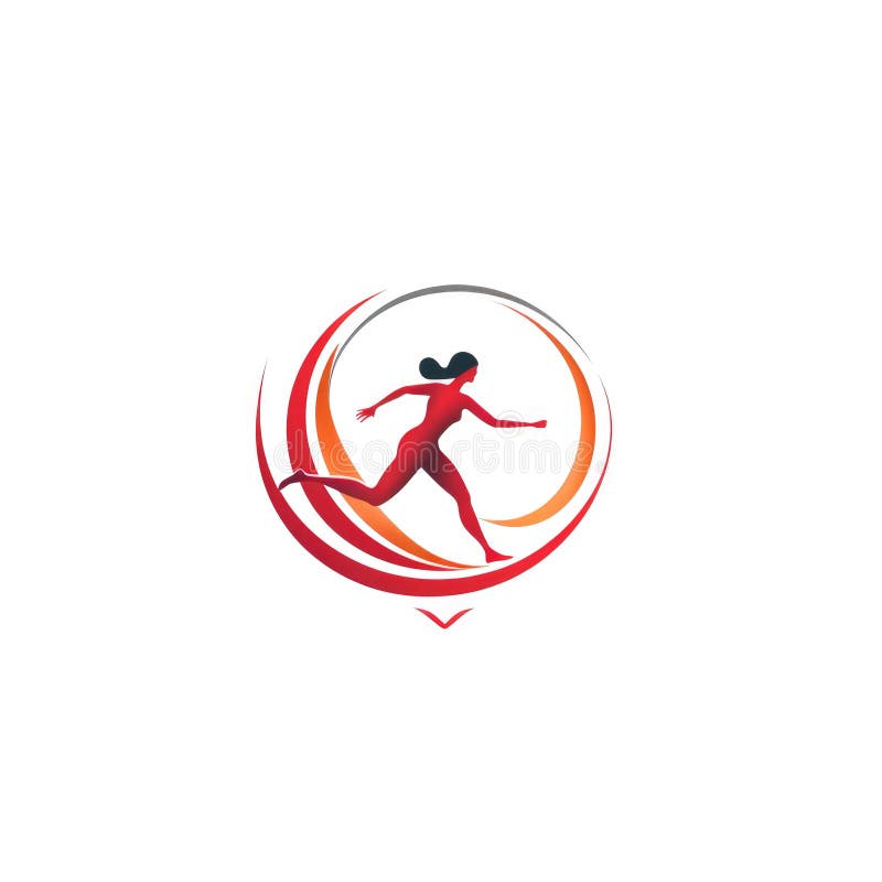 Graceful Female Runner Circle Artwork Stock Illustration - Illustration ...