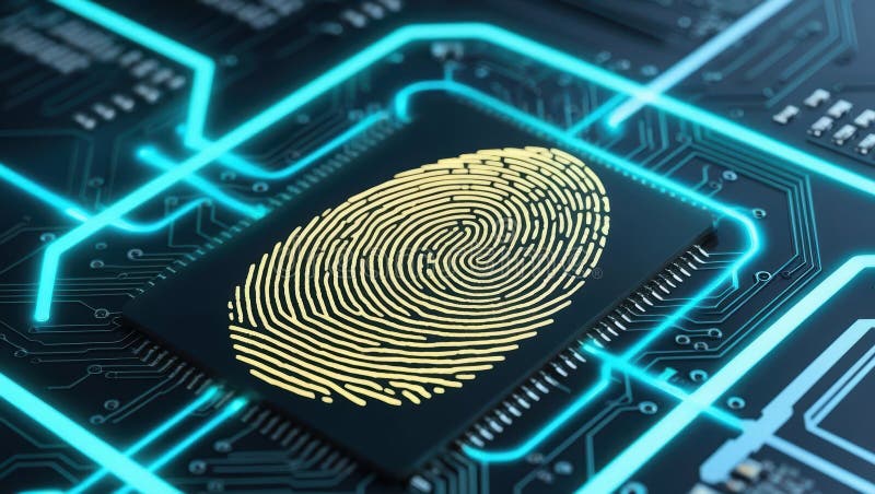 Artistic Representation of a Fingerprint on a Computer Chip Symbolizing ...