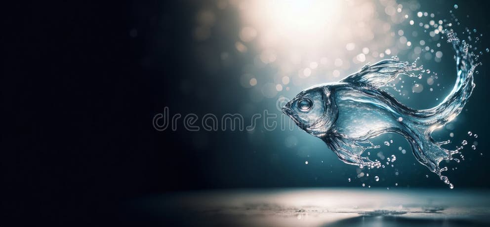 Artistic Representation of Fish-shaped Water Formation, Dynamic and ...