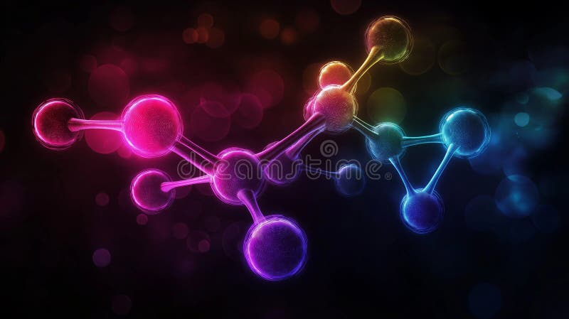 Artistic Representation of Gas Molecules in Vibrant Neon Colors Stock ...