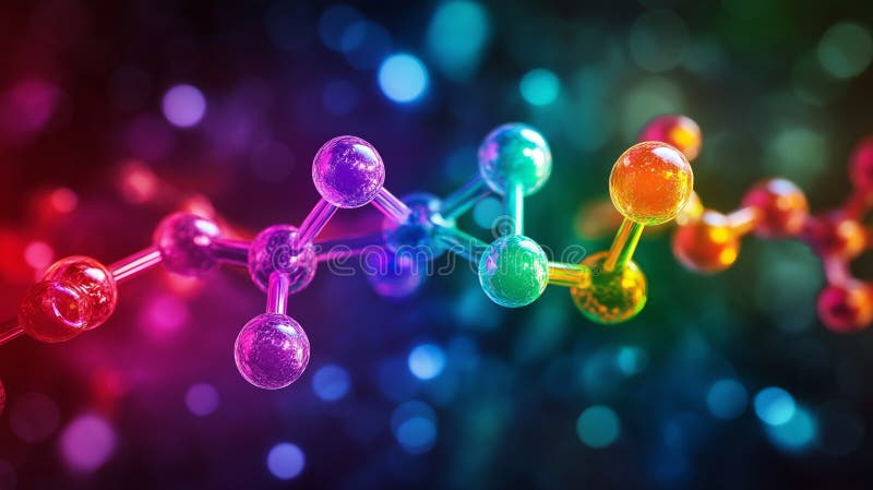 Artistic Representation of Gas Molecules in Vibrant Neon Colors Stock ...