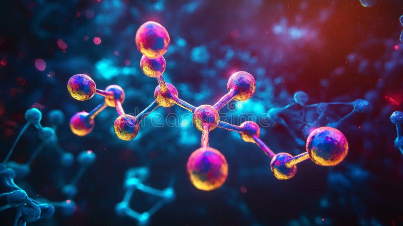 Artistic Representation of Gas Molecules in Vibrant Neon Colors Stock ...